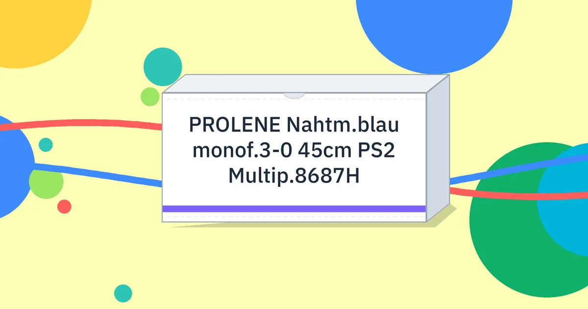 Symbolbild: Packung mit der Aufschrift PROLENE Nahtm.blau monof.3-0 45cm PS2 Multip.8687H (PZN 16255819) – Verfügbarkeit und Bezug in Apotheken in Frankfurt am Main
