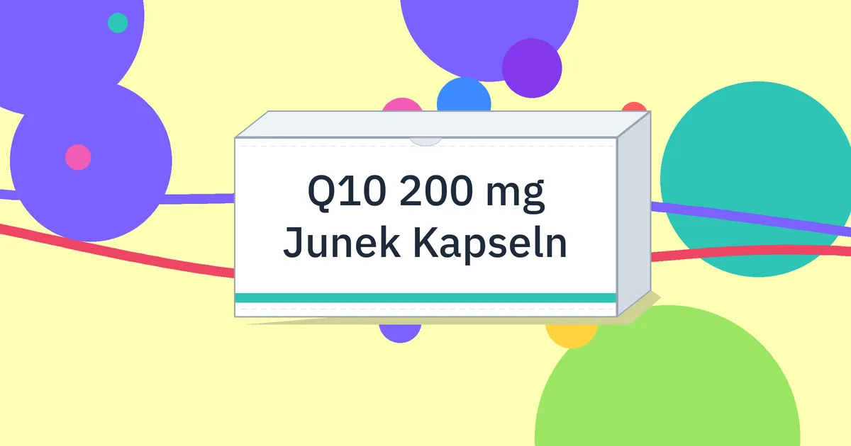 Symbolbild: Packung mit der Aufschrift Q10 200 mg Junek Kapseln (PZN 09720670) – Verfügbarkeit und Bezug in Apotheken in Frankfurt am Main