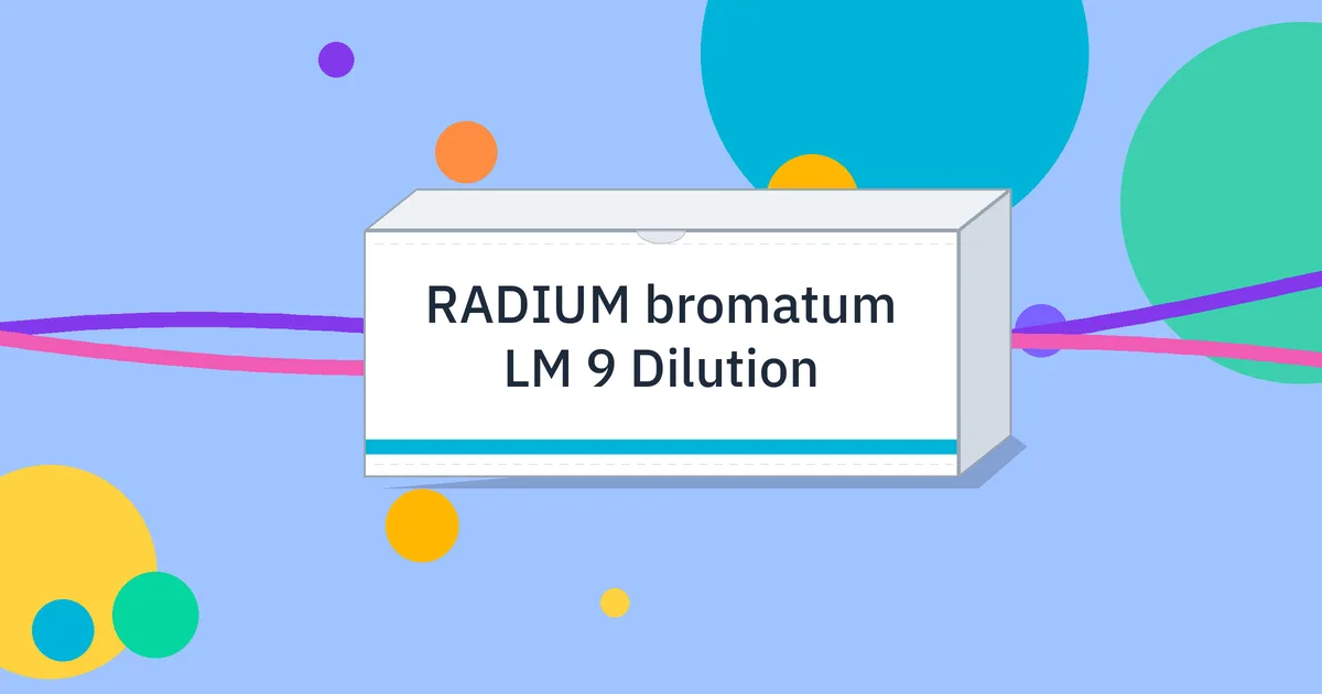 Symbolbild: Packung mit der Aufschrift RADIUM bromatum LM 9 Dilution (PZN 13045872) – Verfügbarkeit und Bezug in Apotheken in Frankfurt am Main