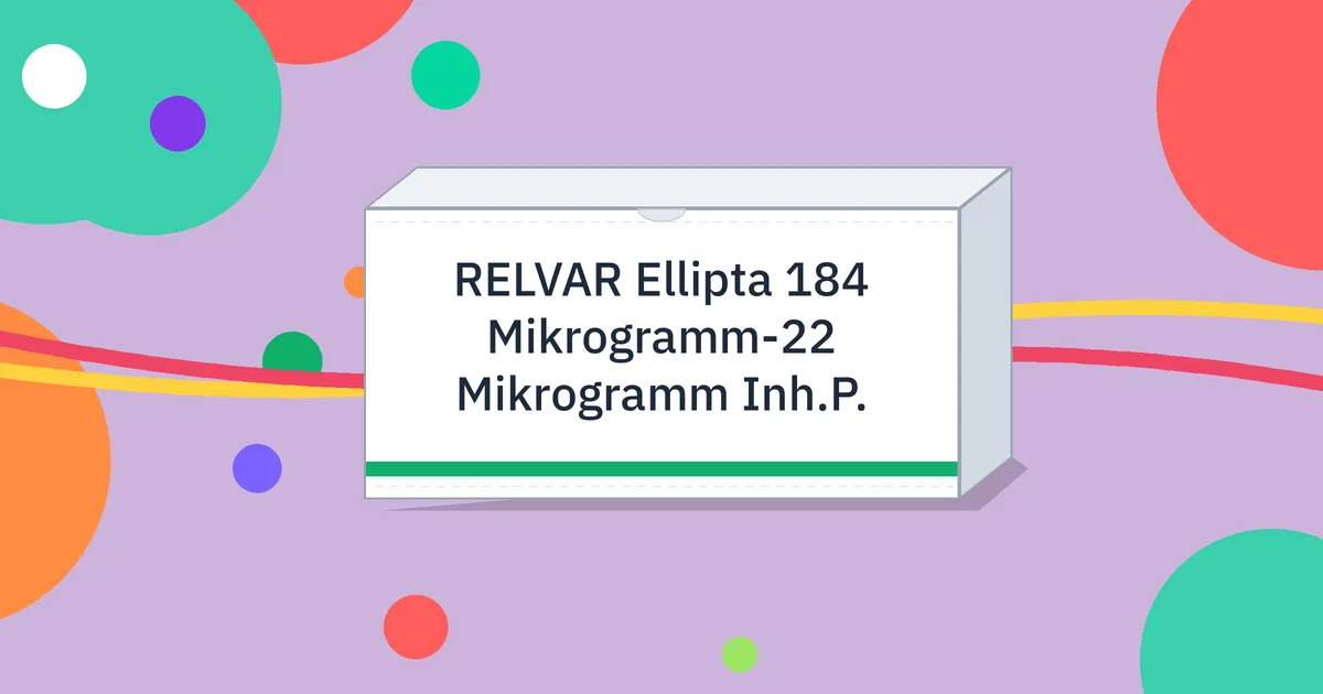 Symbolbild: Packung mit der Aufschrift RELVAR Ellipta 184 Mikrogramm-22 Mikrogramm Inh.P. (PZN 16897133) – Verfügbarkeit und Bezug in Apotheken in Frankfurt am Main