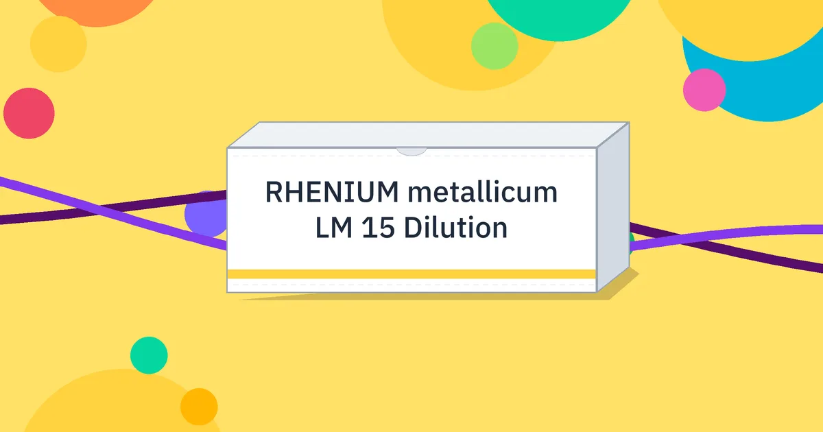 Symbolbild: Packung mit der Aufschrift RHENIUM metallicum LM 15 Dilution (PZN 13049031) – Verfügbarkeit und Bezug in Apotheken in Frankfurt am Main