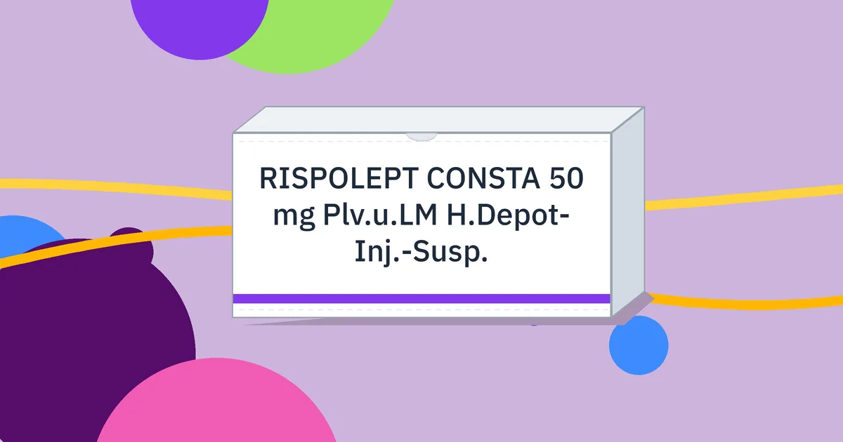 Symbolbild: Packung mit der Aufschrift RISPOLEPT CONSTA 50 mg Plv.u.LM H.Depot-Inj.-Susp. (PZN 06567736) – Verfügbarkeit und Bezug in Apotheken in Frankfurt am Main
