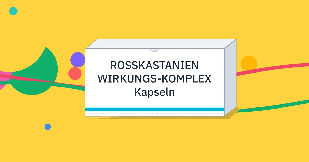 Symbolbild: Packung mit der Aufschrift ROSSKASTANIEN WIRKUNGS-KOMPLEX Kapseln (PZN 10398618) – Verfügbarkeit und Bezug in Apotheken in Frankfurt am Main