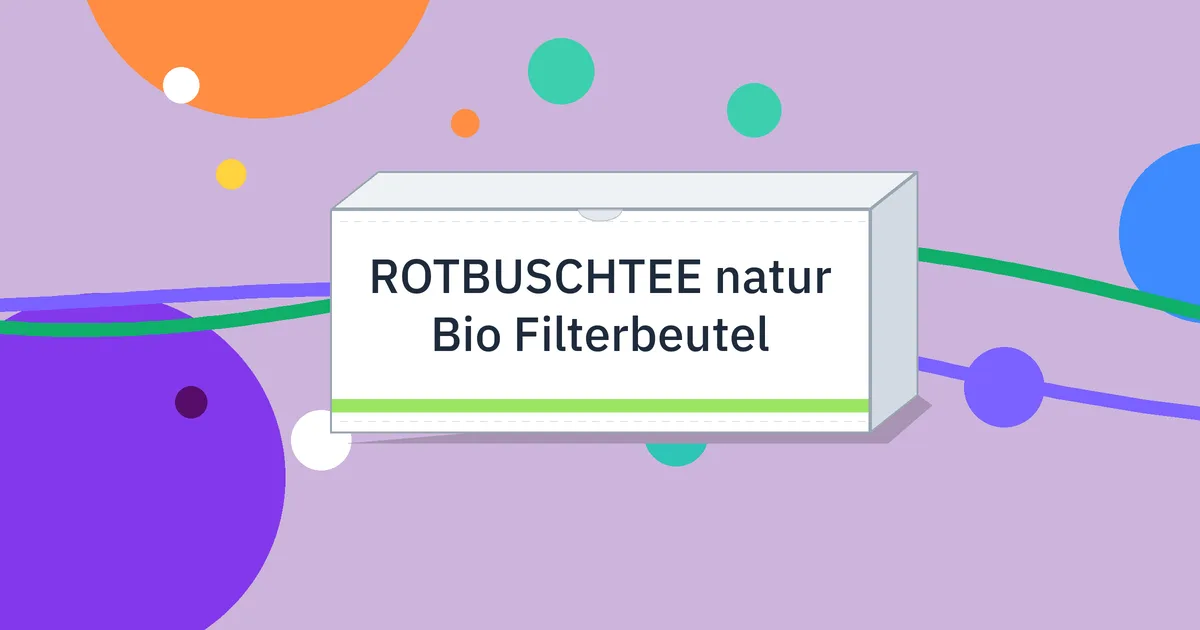 Symbolbild: Packung mit der Aufschrift ROTBUSCHTEE natur Bio Filterbeutel (PZN 10932259) – Verfügbarkeit und Bezug in Apotheken in Frankfurt am Main