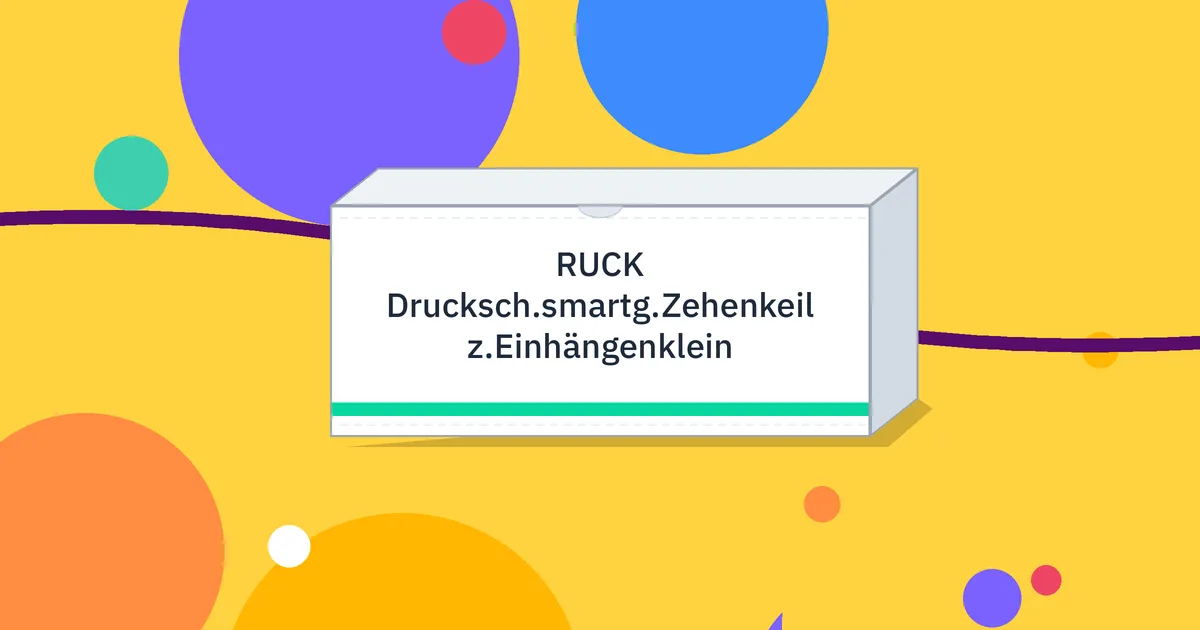 Symbolbild: Packung mit der Aufschrift RUCK Drucksch.smartg.Zehenkeil z.Einhängenklein (PZN 16904979) – Verfügbarkeit und Bezug in Apotheken in Frankfurt am Main