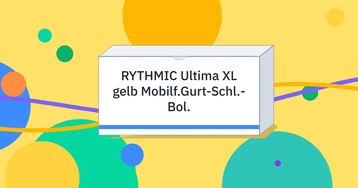 Symbolbild: Packung mit der Aufschrift RYTHMIC Ultima XL gelb Mobilf.Gurt-Schl.-Bol. (PZN 18786656) – Verfügbarkeit und Bezug in Apotheken in Frankfurt am Main