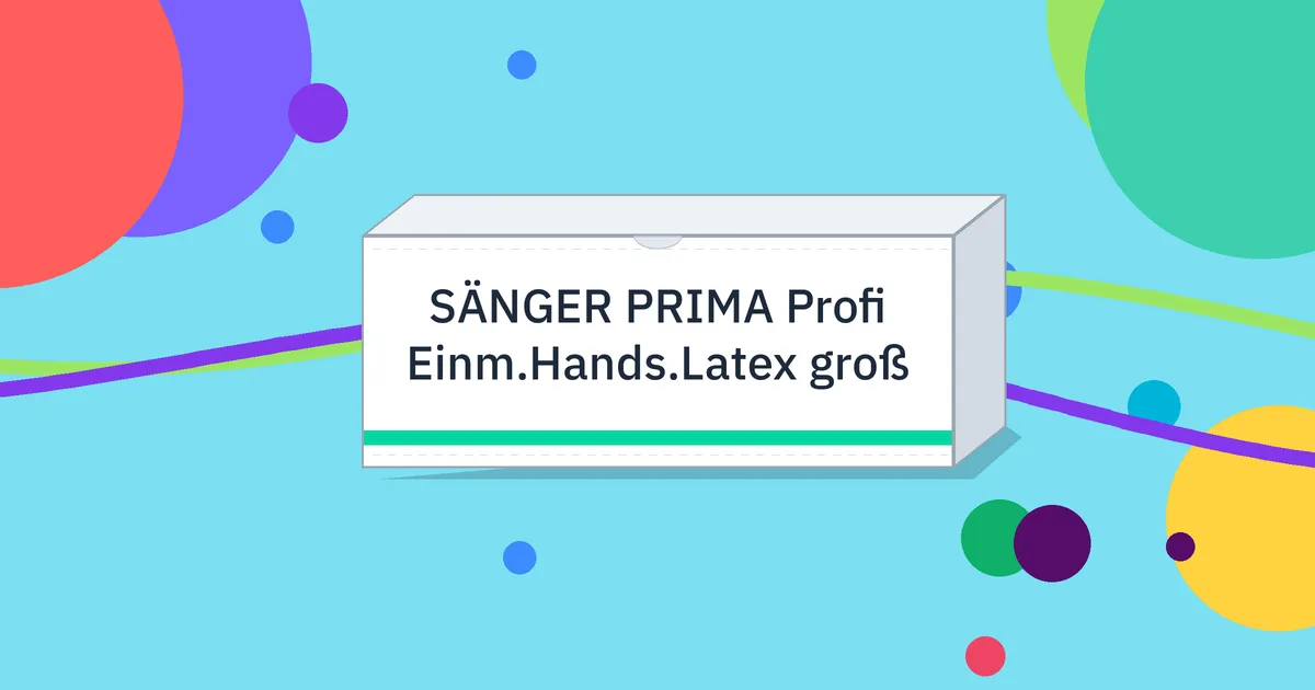 Symbolbild: Packung mit der Aufschrift SÄNGER PRIMA Profi Einm.Hands.Latex groß (PZN 00289420) – Verfügbarkeit und Bezug in Apotheken in Frankfurt am Main