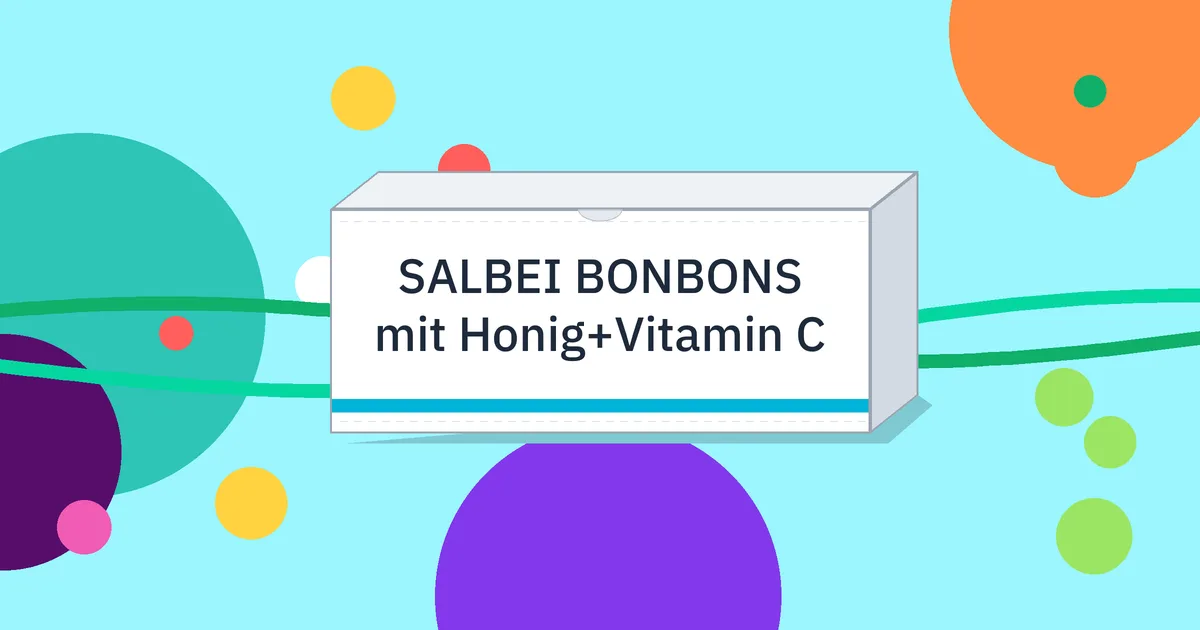 Symbolbild: Packung mit der Aufschrift SALBEI BONBONS mit Honig+Vitamin C (PZN 19279654) – Verfügbarkeit und Bezug in Apotheken in Frankfurt am Main