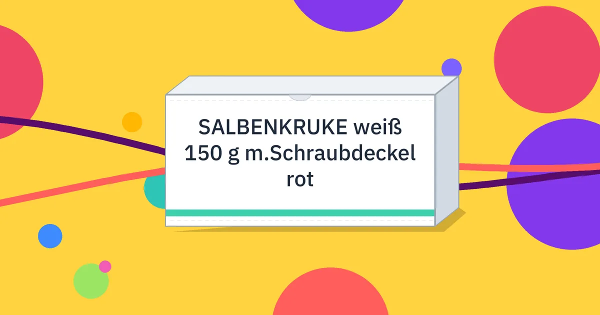 Symbolbild: Packung mit der Aufschrift SALBENKRUKE weiß 150 g m.Schraubdeckel rot (PZN 10121905) – Verfügbarkeit und Bezug in Apotheken in Frankfurt am Main
