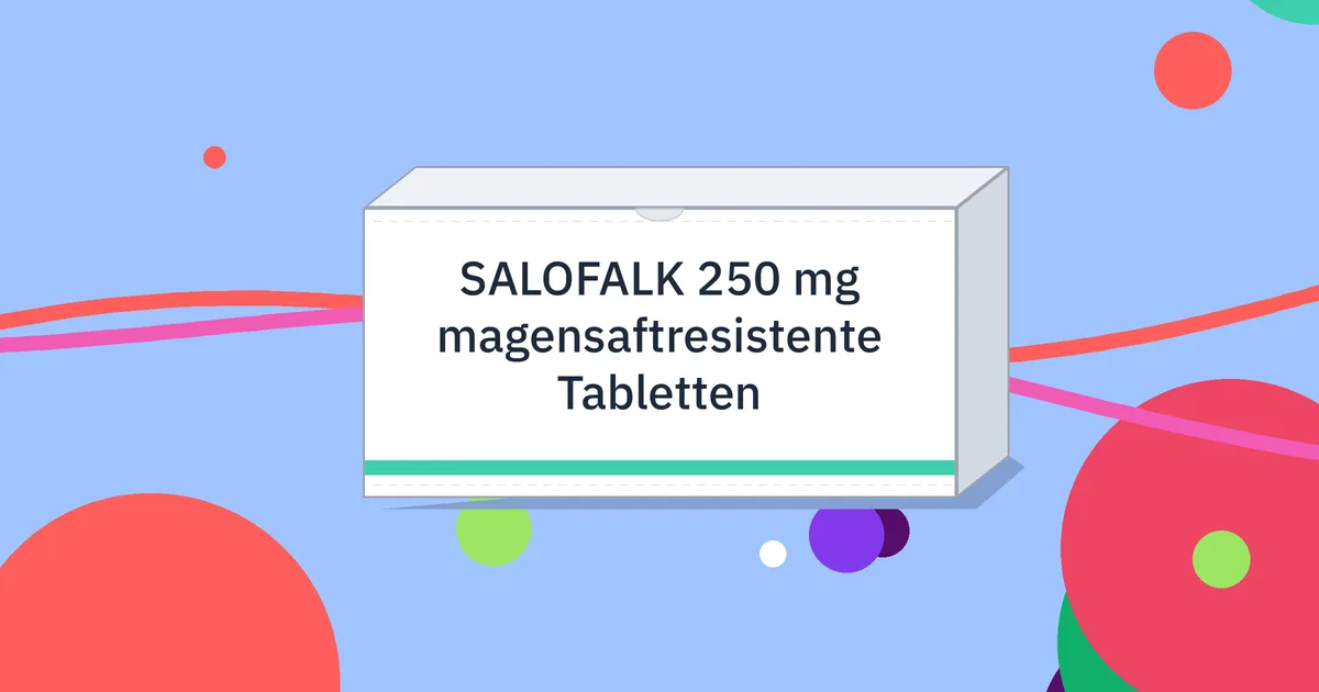 Symbolbild: Packung mit der Aufschrift SALOFALK 250 mg magensaftresistente Tabletten (PZN 06164837) – Verfügbarkeit und Bezug in Apotheken in Frankfurt am Main