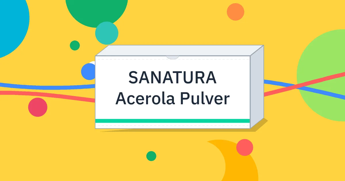 Symbolbild: Packung mit der Aufschrift SANATURA Acerola Pulver (PZN 18671597) – Verfügbarkeit und Bezug in Apotheken in Frankfurt am Main