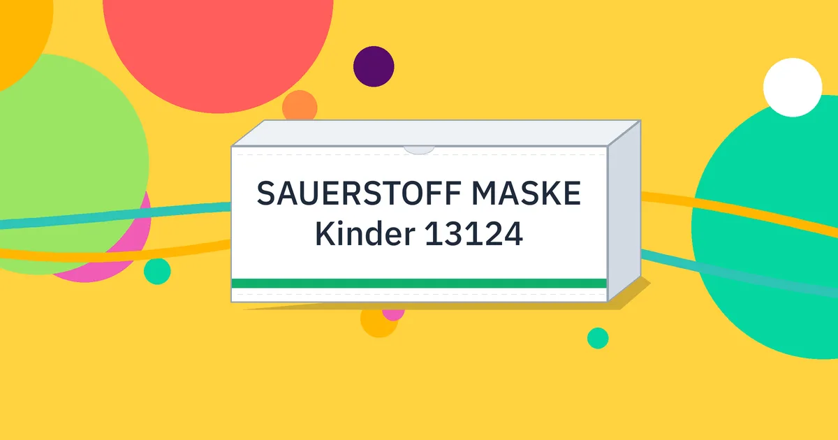Symbolbild: Packung mit der Aufschrift SAUERSTOFF MASKE Kinder 13124 (PZN 00540601) – Verfügbarkeit und Bezug in Apotheken in Frankfurt am Main