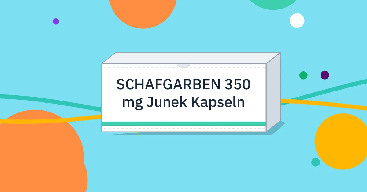 Symbolbild: Packung mit der Aufschrift SCHAFGARBEN 350 mg Junek Kapseln (PZN 10053003) – Verfügbarkeit und Bezug in Apotheken in Frankfurt am Main