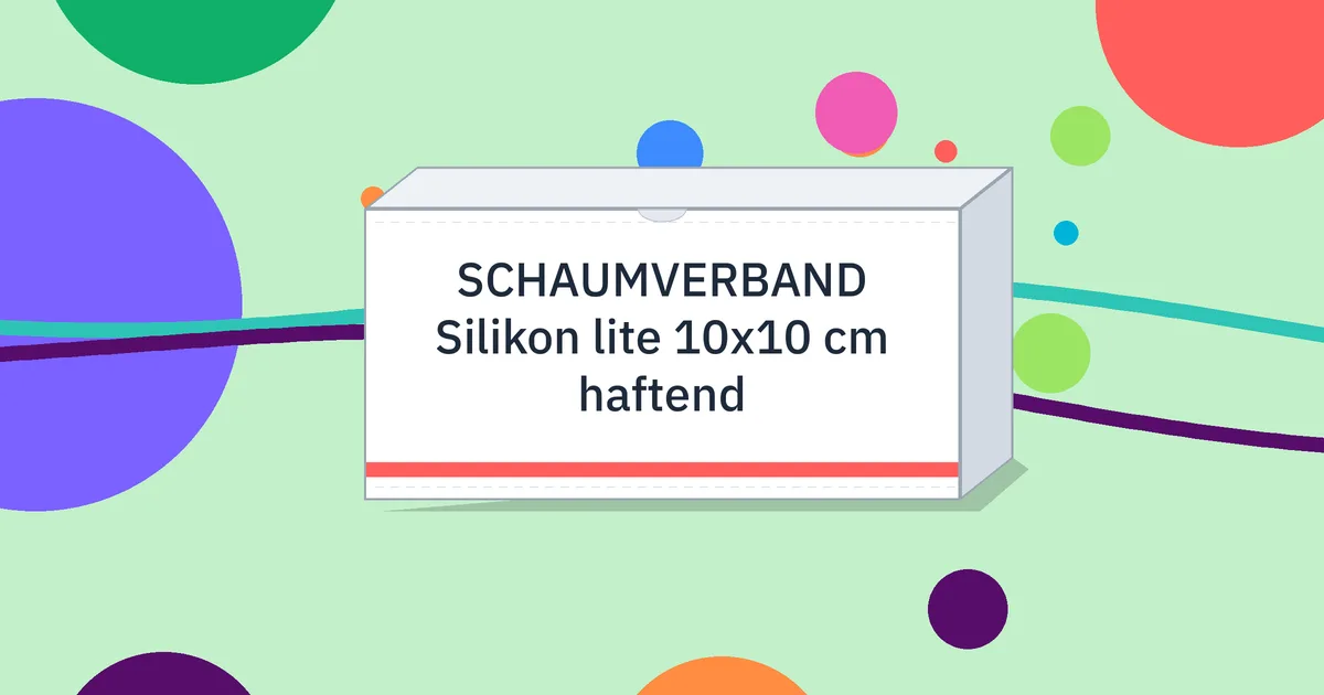 Symbolbild: Packung mit der Aufschrift SCHAUMVERBAND Silikon lite 10x10 cm haftend (PZN 17833626) – Verfügbarkeit und Bezug in Apotheken in Frankfurt am Main