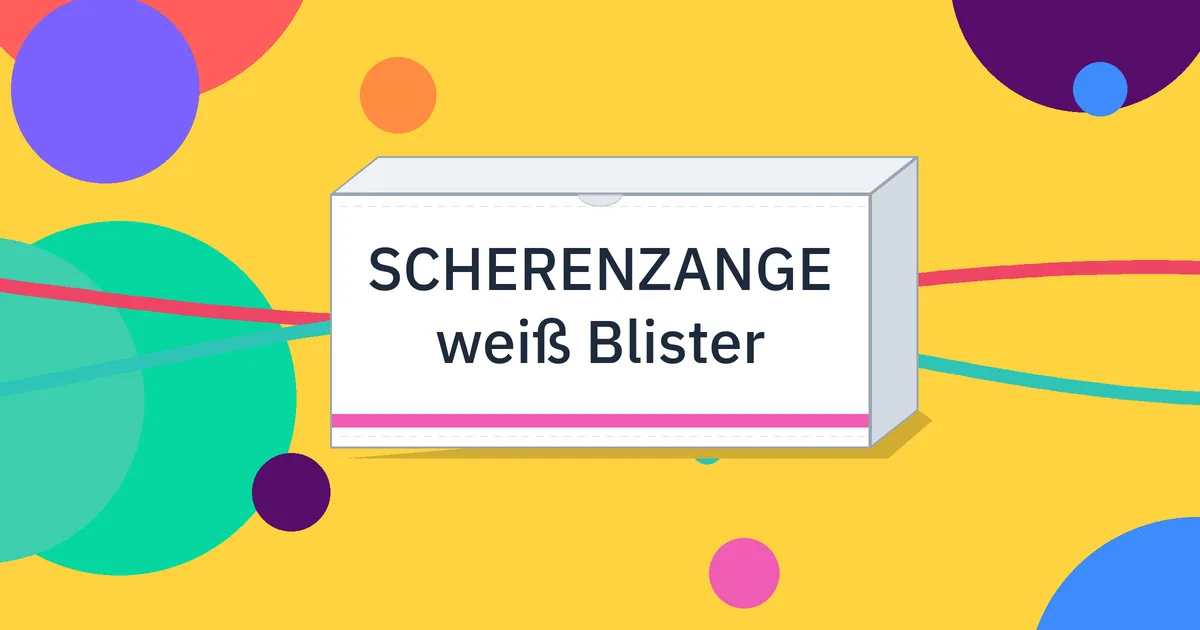 Symbolbild: Packung mit der Aufschrift SCHERENZANGE weiß Blister (PZN 01569624) – Verfügbarkeit und Bezug in Apotheken in Frankfurt am Main