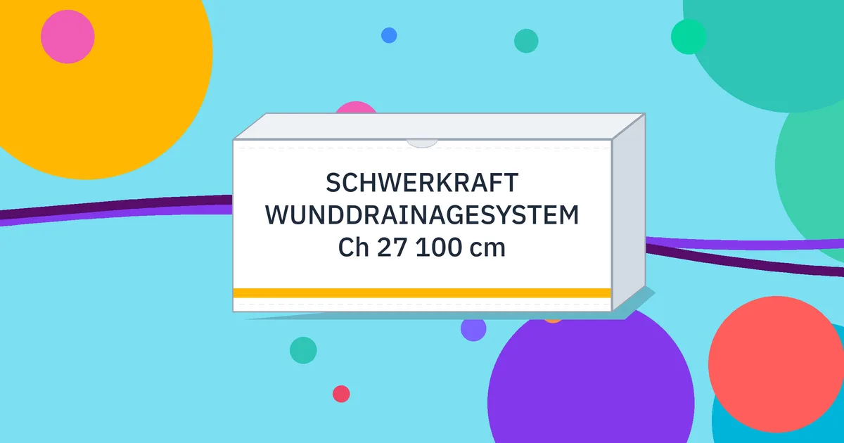 Symbolbild: Packung mit der Aufschrift SCHWERKRAFT WUNDDRAINAGESYSTEM Ch 27 100 cm (PZN 04500892) – Verfügbarkeit und Bezug in Apotheken in Frankfurt am Main
