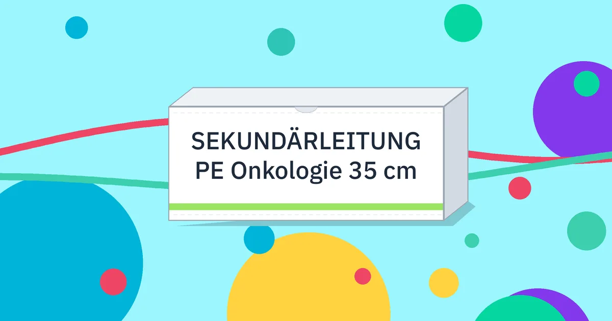 Symbolbild: Packung mit der Aufschrift SEKUNDÄRLEITUNG PE Onkologie 35 cm (PZN 03427354) – Verfügbarkeit und Bezug in Apotheken in Frankfurt am Main