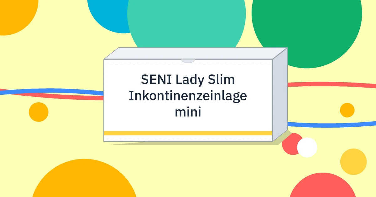Symbolbild: Packung mit der Aufschrift SENI Lady Slim Inkontinenzeinlage mini (PZN 16916965) – Verfügbarkeit und Bezug in Apotheken in Frankfurt am Main