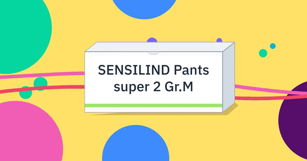 Symbolbild: Packung mit der Aufschrift SENSILIND Pants super 2 Gr.M (PZN 19713381) – Verfügbarkeit und Bezug in Apotheken in Frankfurt am Main