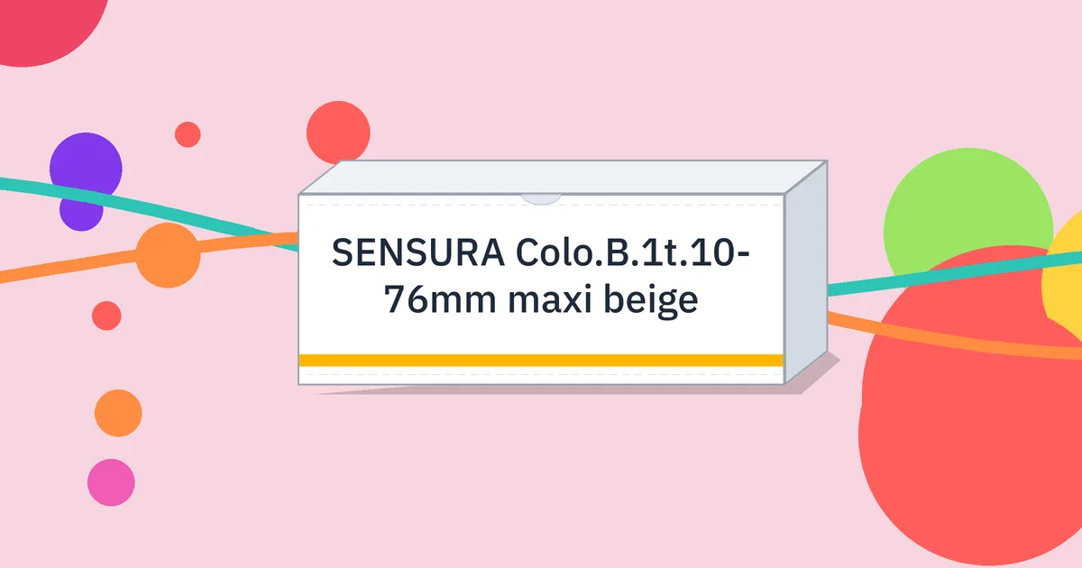 Symbolbild: Packung mit der Aufschrift SENSURA Colo.B.1t.10-76mm maxi beige (PZN 03029317) – Verfügbarkeit und Bezug in Apotheken in Frankfurt am Main