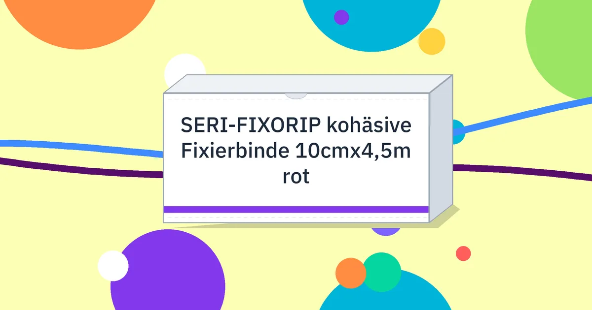 Symbolbild: Packung mit der Aufschrift SERI-FIXORIP kohäsive Fixierbinde 10cmx4,5m rot (PZN 20364017) – Verfügbarkeit und Bezug in Apotheken in Frankfurt am Main