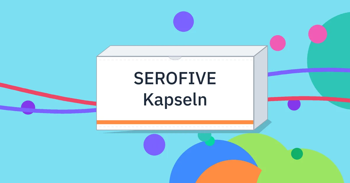 Symbolbild: Packung mit der Aufschrift SEROFIVE Kapseln (PZN 18766607) – Verfügbarkeit und Bezug in Apotheken in Frankfurt am Main
