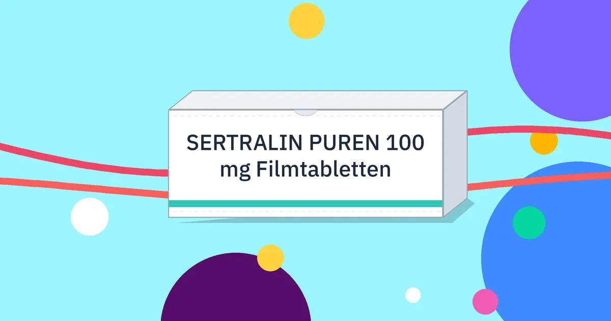 Symbolbild: Packung mit der Aufschrift SERTRALIN PUREN 100 mg Filmtabletten (PZN 19078766) – Verfügbarkeit und Bezug in Apotheken in Frankfurt am Main