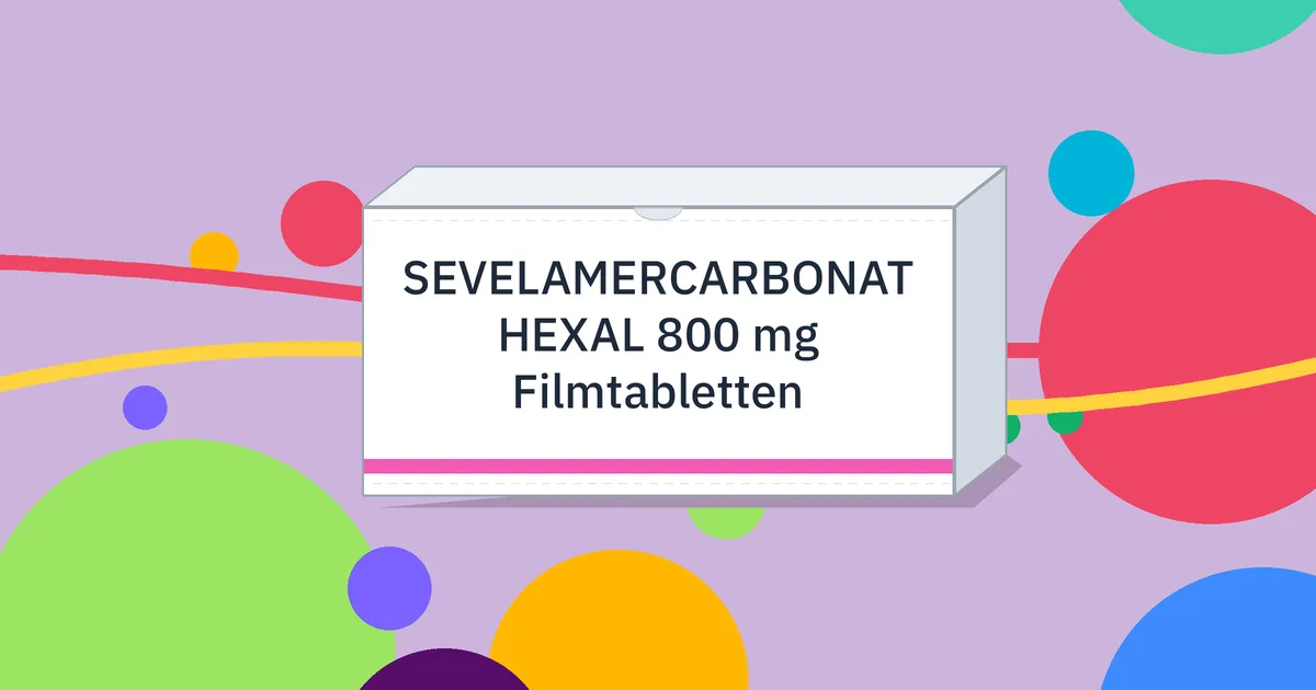 Symbolbild: Packung mit der Aufschrift SEVELAMERCARBONAT HEXAL 800 mg Filmtabletten (PZN 11311476) – Verfügbarkeit und Bezug in Apotheken in Frankfurt am Main