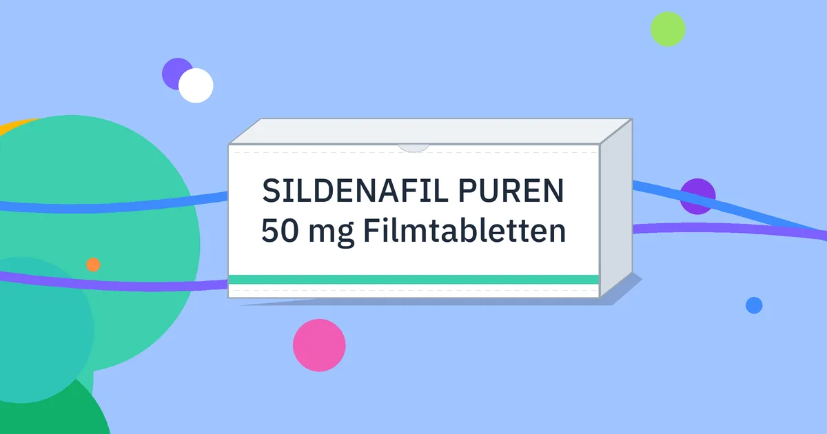 Symbolbild: Packung mit der Aufschrift SILDENAFIL PUREN 50 mg Filmtabletten (PZN 13354337) – Verfügbarkeit und Bezug in Apotheken in Frankfurt am Main