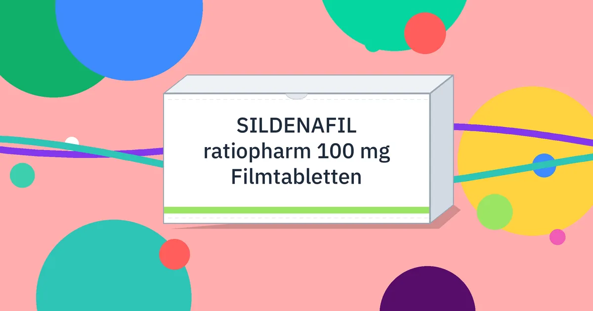 Symbolbild: Packung mit der Aufschrift SILDENAFIL ratiopharm 100 mg Filmtabletten (PZN 10270083) – Verfügbarkeit und Bezug in Apotheken in Frankfurt am Main