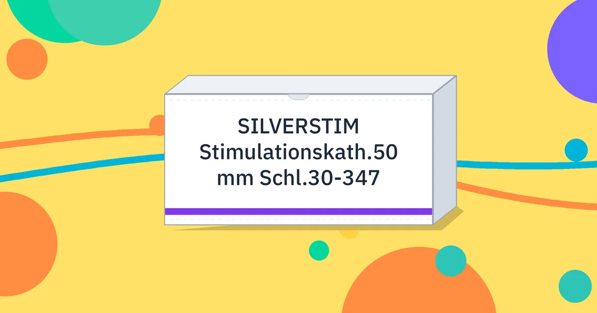 Symbolbild: Packung mit der Aufschrift SILVERSTIM Stimulationskath.50 mm Schl.30-347 (PZN 09514203) – Verfügbarkeit und Bezug in Apotheken in Frankfurt am Main