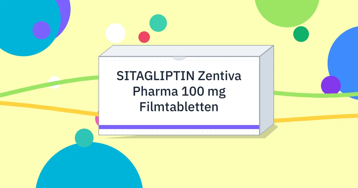 Symbolbild: Packung mit der Aufschrift SITAGLIPTIN Zentiva Pharma 100 mg Filmtabletten (PZN 18841295) – Verfügbarkeit und Bezug in Apotheken in Frankfurt am Main