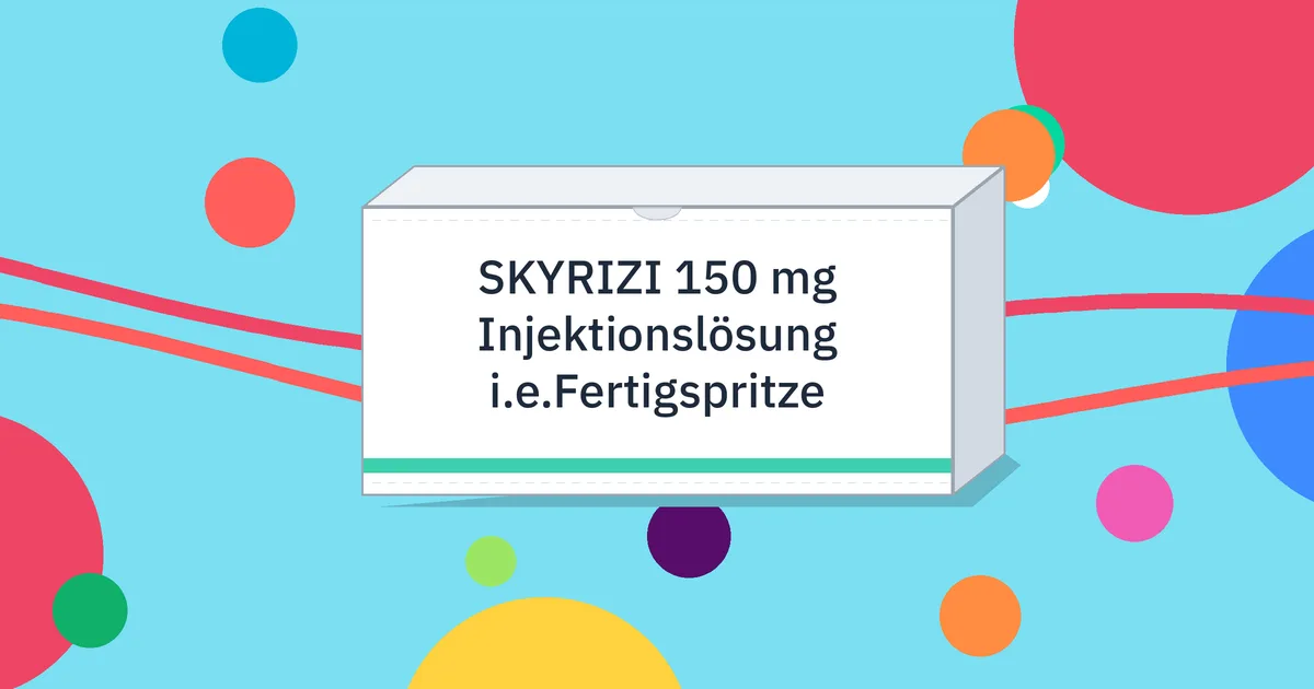 Symbolbild: Packung mit der Aufschrift SKYRIZI 150 mg Injektionslösung i.e.Fertigspritze (PZN 16902087) – Verfügbarkeit und Bezug in Apotheken in Frankfurt am Main