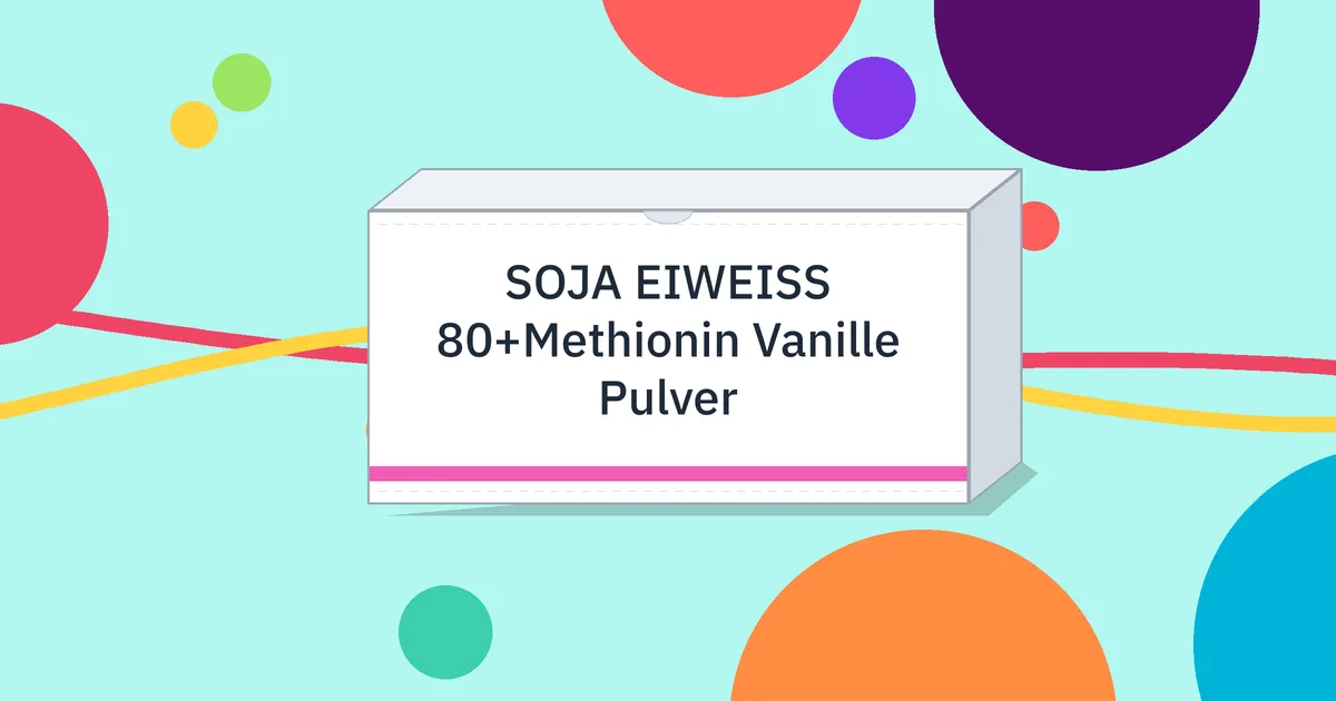 Symbolbild: Packung mit der Aufschrift SOJA EIWEISS 80+Methionin Vanille Pulver (PZN 01445282) – Verfügbarkeit und Bezug in Apotheken in Frankfurt am Main