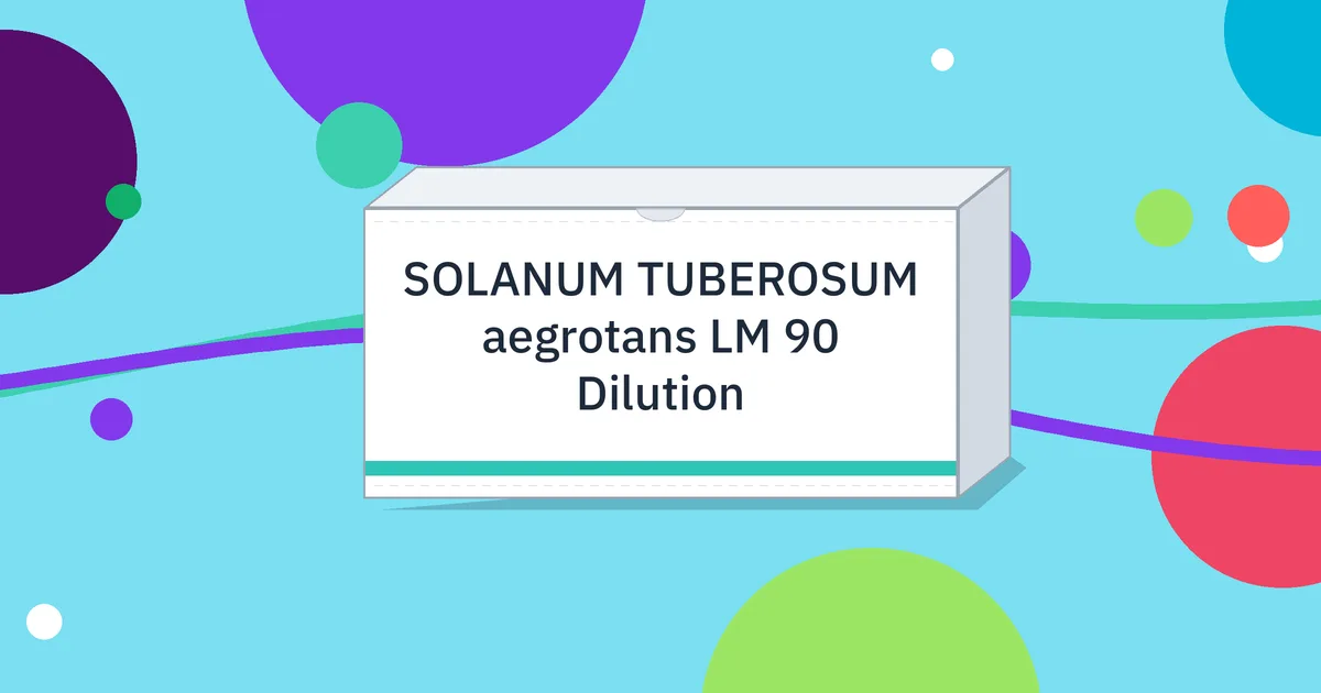 Symbolbild: Packung mit der Aufschrift SOLANUM TUBEROSUM aegrotans LM 90 Dilution (PZN 13194106) – Verfügbarkeit und Bezug in Apotheken in Frankfurt am Main