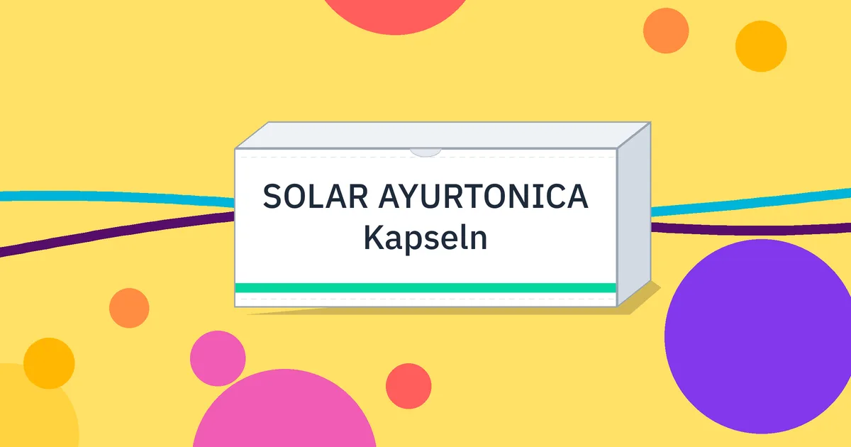 Symbolbild: Packung mit der Aufschrift SOLAR AYURTONICA Kapseln (PZN 09645690) – Verfügbarkeit und Bezug in Apotheken in Frankfurt am Main