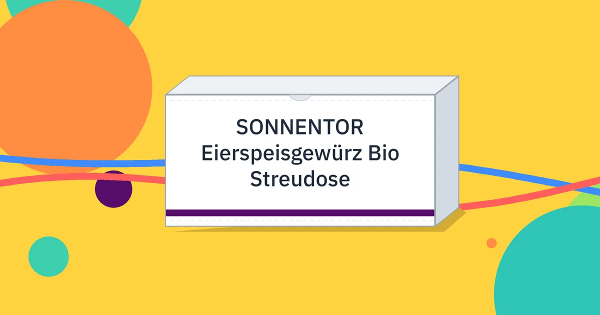 Symbolbild: Packung mit der Aufschrift SONNENTOR Eierspeisgewürz Bio Streudose (PZN 18902447) – Verfügbarkeit und Bezug in Apotheken in Frankfurt am Main