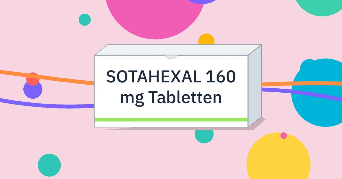 Symbolbild: Packung mit der Aufschrift SOTAHEXAL 160 mg Tabletten (PZN 07561049) – Verfügbarkeit und Bezug in Apotheken in Frankfurt am Main