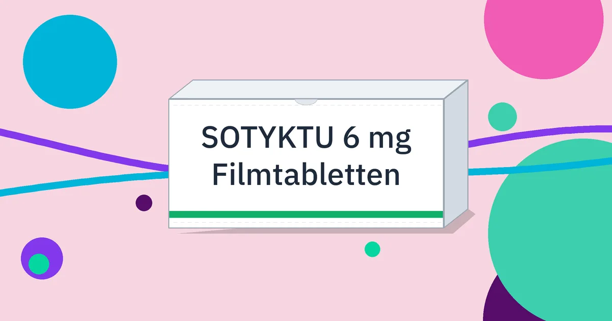 Symbolbild: Packung mit der Aufschrift SOTYKTU 6 mg Filmtabletten (PZN 20399731) – Verfügbarkeit und Bezug in Apotheken in Frankfurt am Main