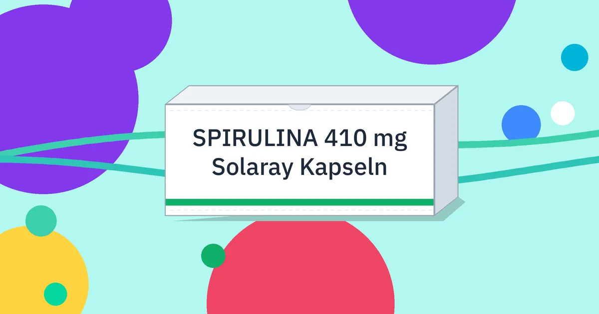 Symbolbild: Packung mit der Aufschrift SPIRULINA 410 mg Solaray Kapseln (PZN 19405030) – Verfügbarkeit und Bezug in Apotheken in Frankfurt am Main