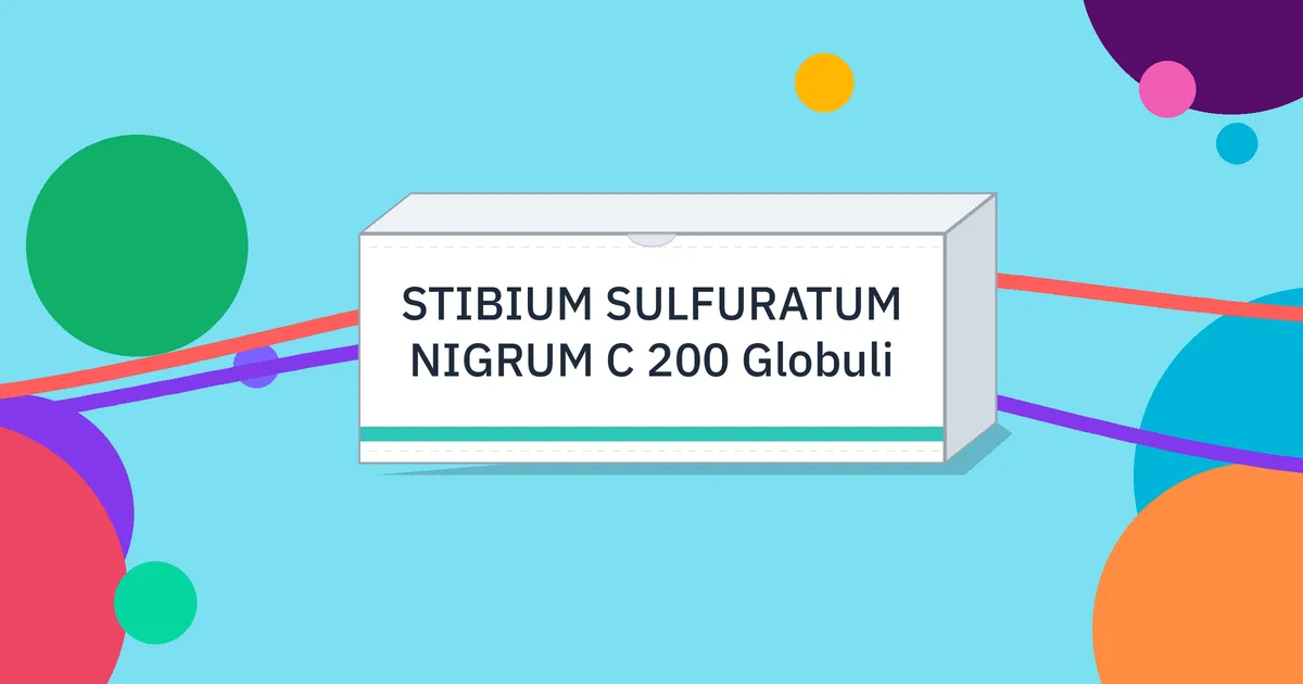 Symbolbild: Packung mit der Aufschrift STIBIUM SULFURATUM NIGRUM C 200 Globuli (PZN 15330393) – Verfügbarkeit und Bezug in Apotheken in Frankfurt am Main