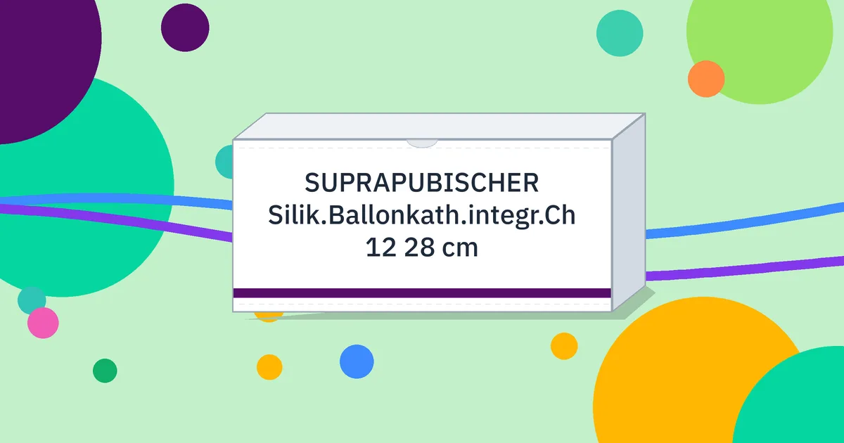 Symbolbild: Packung mit der Aufschrift SUPRAPUBISCHER Silik.Ballonkath.integr.Ch 12 28 cm (PZN 10981855) – Verfügbarkeit und Bezug in Apotheken in Frankfurt am Main