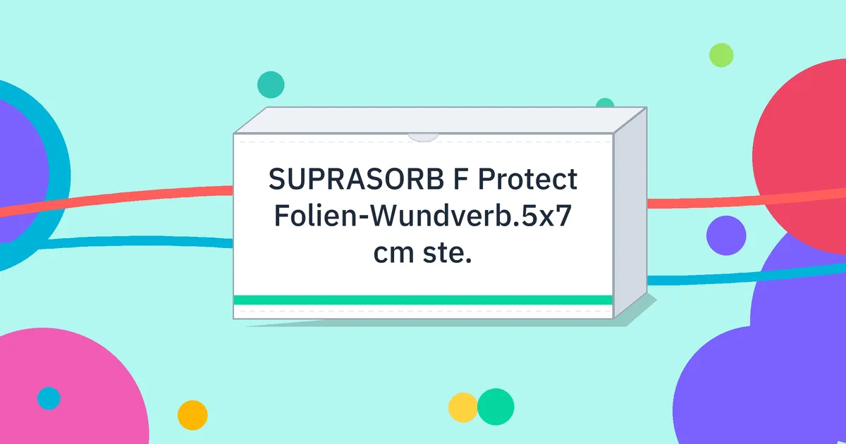 Symbolbild: Packung mit der Aufschrift SUPRASORB F Protect Folien-Wundverb.5x7 cm ste. (PZN 19768235) – Verfügbarkeit und Bezug in Apotheken in Frankfurt am Main