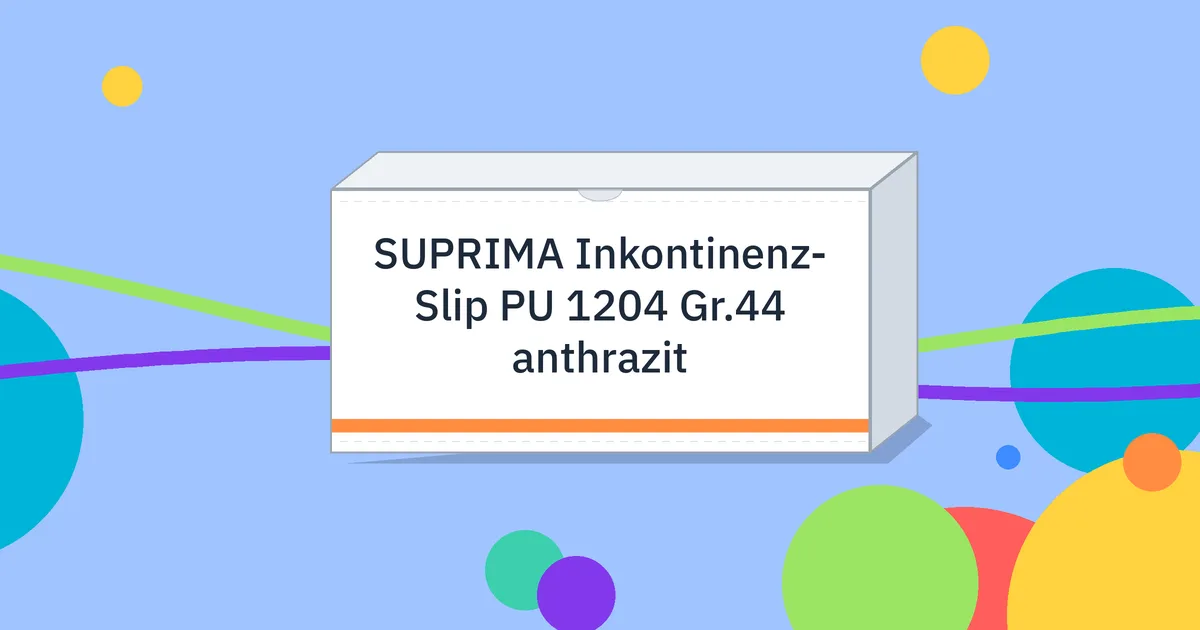 Symbolbild: Packung mit der Aufschrift SUPRIMA Inkontinenz-Slip PU 1204 Gr.44 anthrazit (PZN 10637419) – Verfügbarkeit und Bezug in Apotheken in Frankfurt am Main