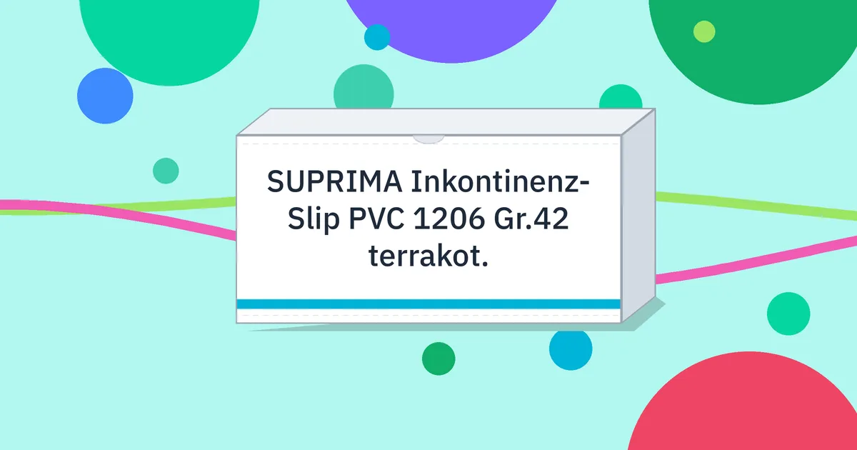 Symbolbild: Packung mit der Aufschrift SUPRIMA Inkontinenz-Slip PVC 1206 Gr.42 terrakot. (PZN 00417272) – Verfügbarkeit und Bezug in Apotheken in Frankfurt am Main
