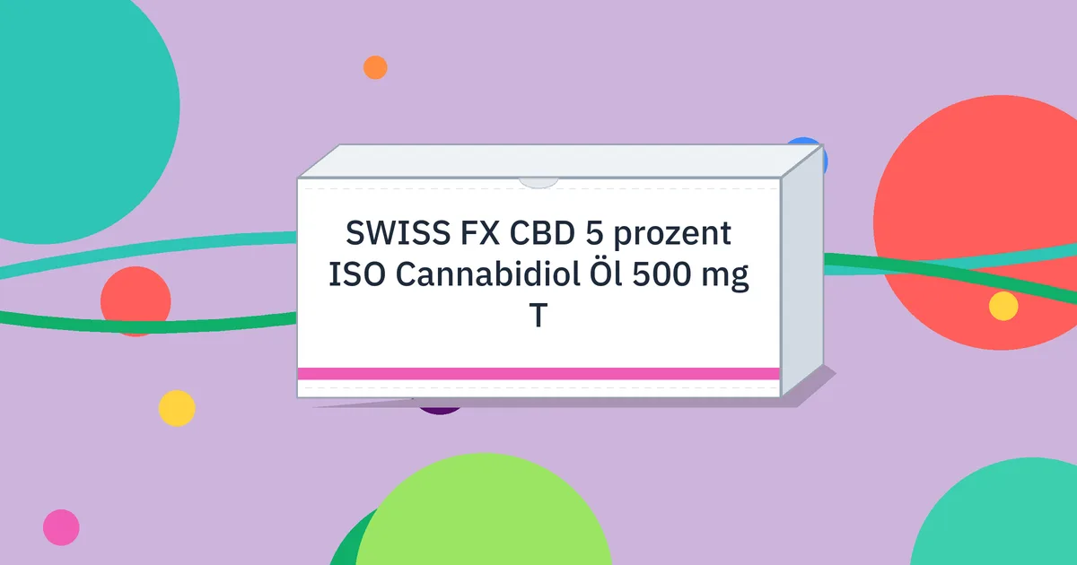 Symbolbild: Packung mit der Aufschrift SWISS FX CBD 5 prozent ISO Cannabidiol Öl 500 mg T (PZN 19080527) – Verfügbarkeit und Bezug in Apotheken in Frankfurt am Main