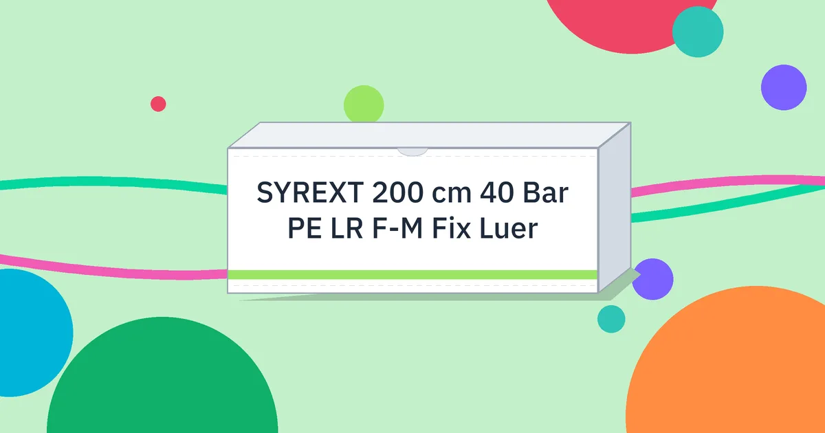 Symbolbild: Packung mit der Aufschrift SYREXT 200 cm 40 Bar PE LR F-M Fix Luer (PZN 17897773) – Verfügbarkeit und Bezug in Apotheken in Frankfurt am Main