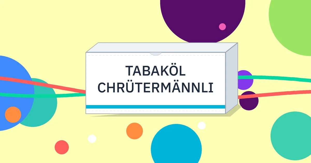Symbolbild: Packung mit der Aufschrift TABAKÖL CHRÜTERMÄNNLI (PZN 07197419) – Verfügbarkeit und Bezug in Apotheken in Frankfurt am Main