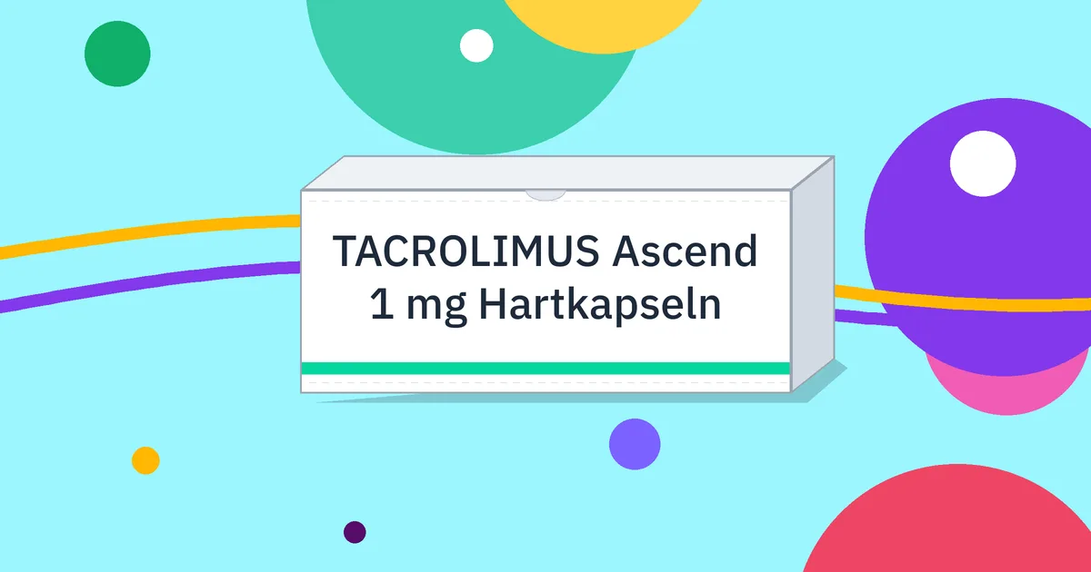Symbolbild: Packung mit der Aufschrift TACROLIMUS Ascend 1 mg Hartkapseln (PZN 18899774) – Verfügbarkeit und Bezug in Apotheken in Frankfurt am Main