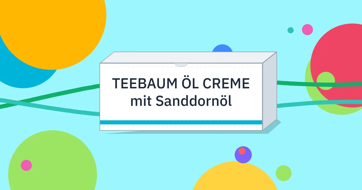 Symbolbild: Packung mit der Aufschrift TEEBAUM ÖL CREME mit Sanddornöl (PZN 09607005) – Verfügbarkeit und Bezug in Apotheken in Frankfurt am Main